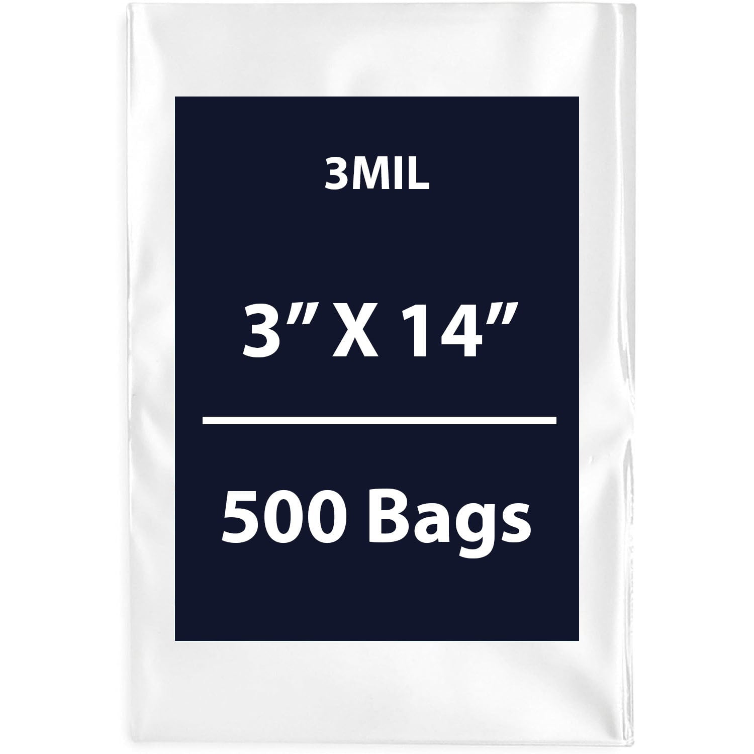 Clear Flat Poly Bags, 3Mil 3" X 14" & 500 Bags | Low-Density ...