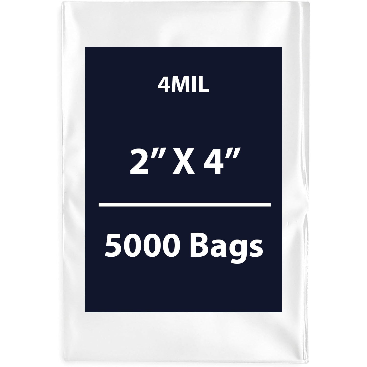Clear Flat Poly Bags, 4Mil 2" X 4" & 5000 Bags | Low-Density ...