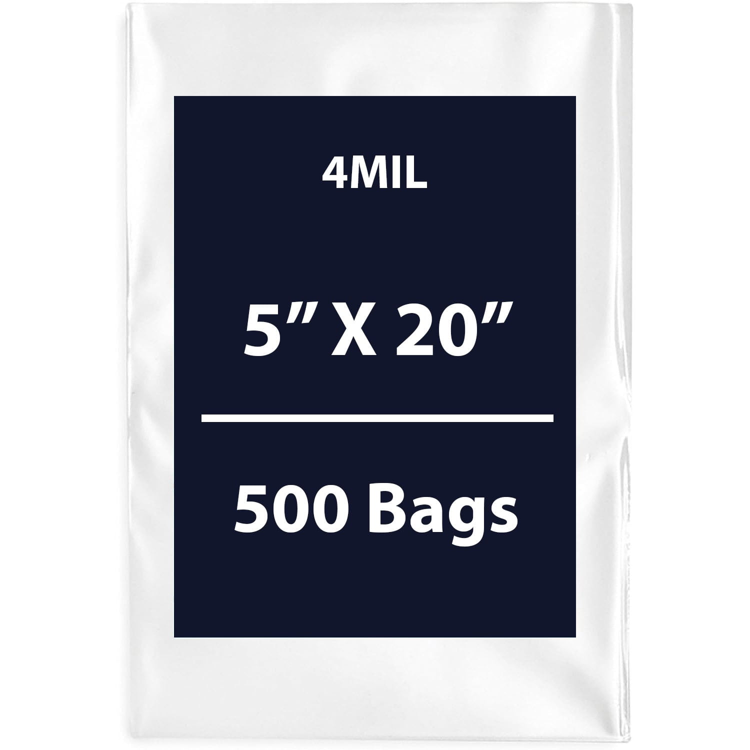 Clear Flat Poly Bags, 4Mil 5" X 20" & 500 Bags | Low-Density ...