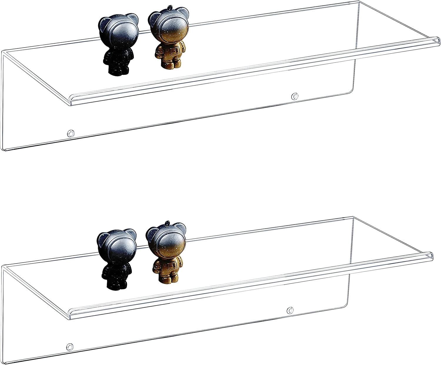 Clear Floating Shelves Display Ledge,2 PCS Decorative Wall Storage ...