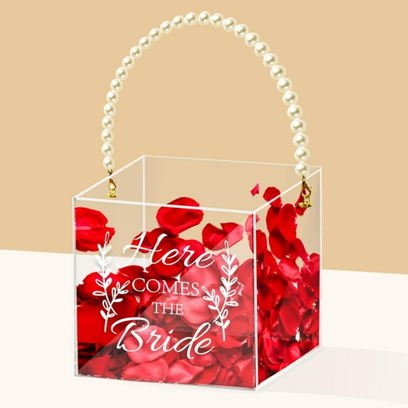 Clear Flower Girl Baskets for Wedding Acrylic Basket With Pearl Handle ...