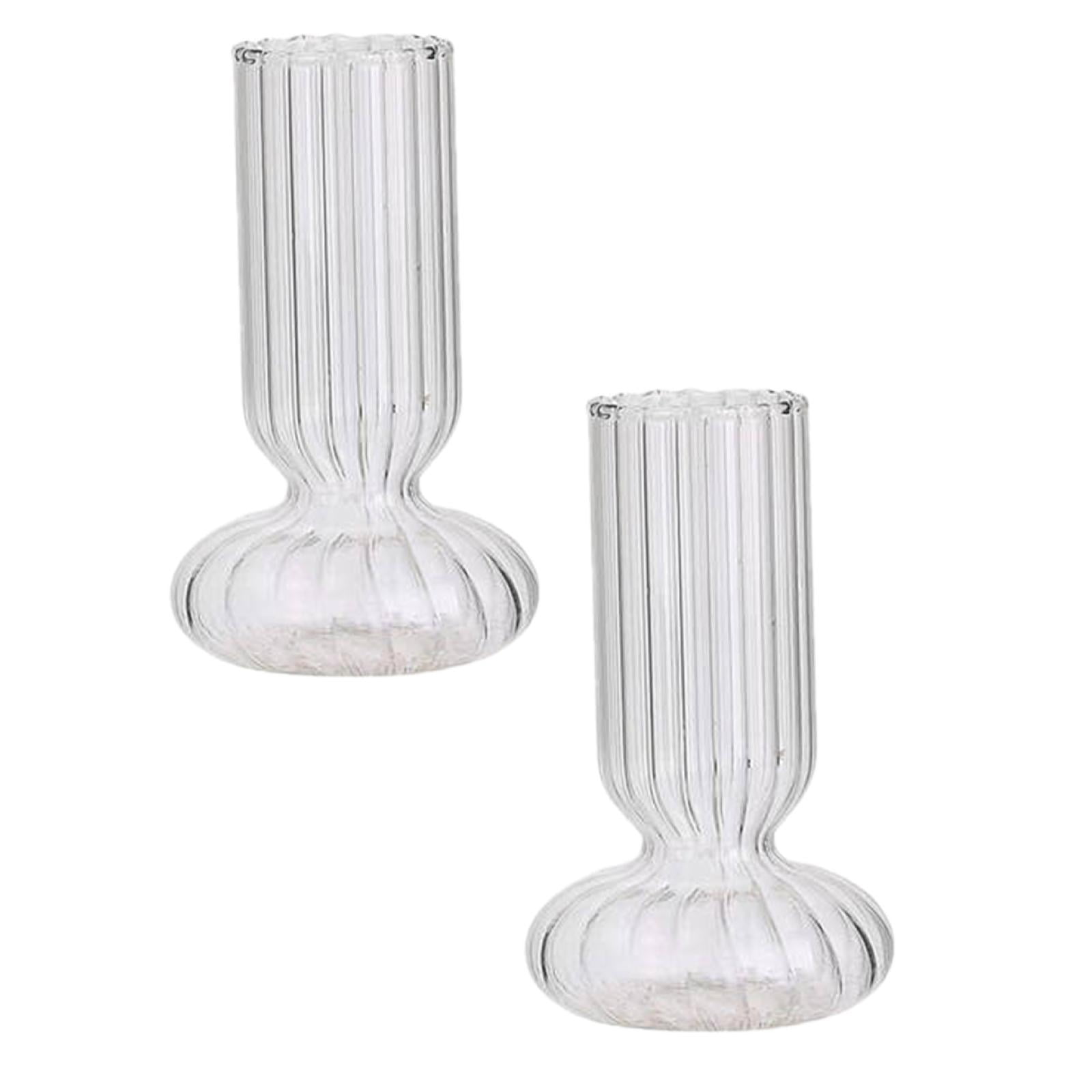 Clear Fluted Glass Vase Set, Mini Ribbed Bud Vases for Wedding ...