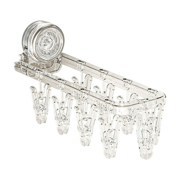 Clear Foldable Drying Rack, Sock Hanger, Laundry Organizer With 9 Clips ...
