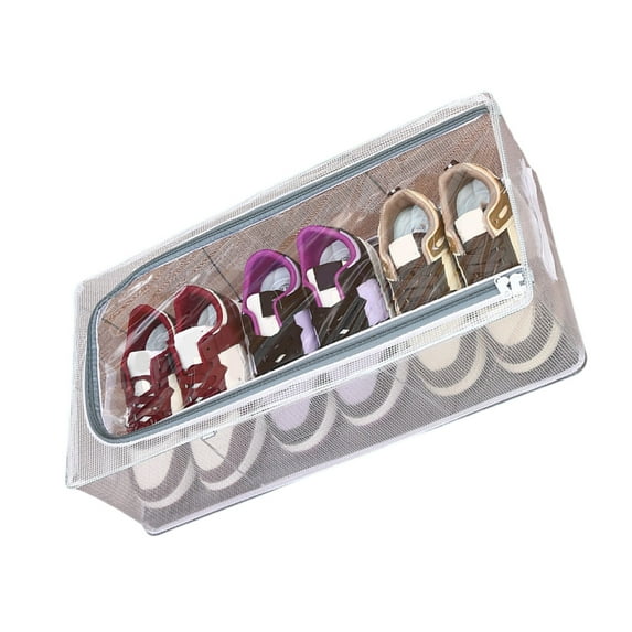 Clear Foldable Shoe Storage Box PVC Meshes Organizers With Steel Frame ...