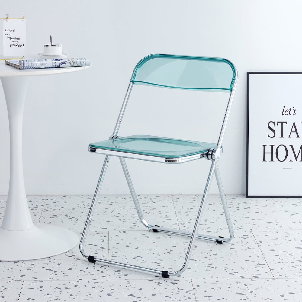 Clear Folding Chair, Modern Steel Frame Accent Chair with Non Slip Foot ...