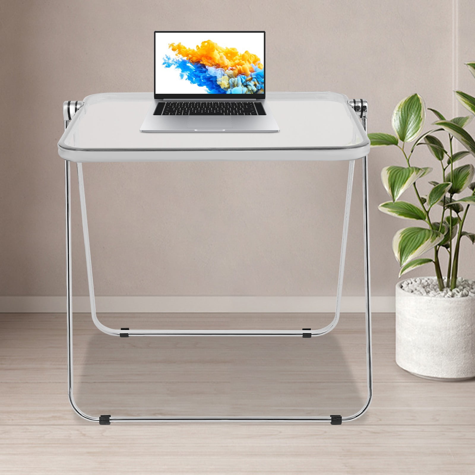 Clear Folding Table Portable Home Office Small Computer Desk Indoor ...