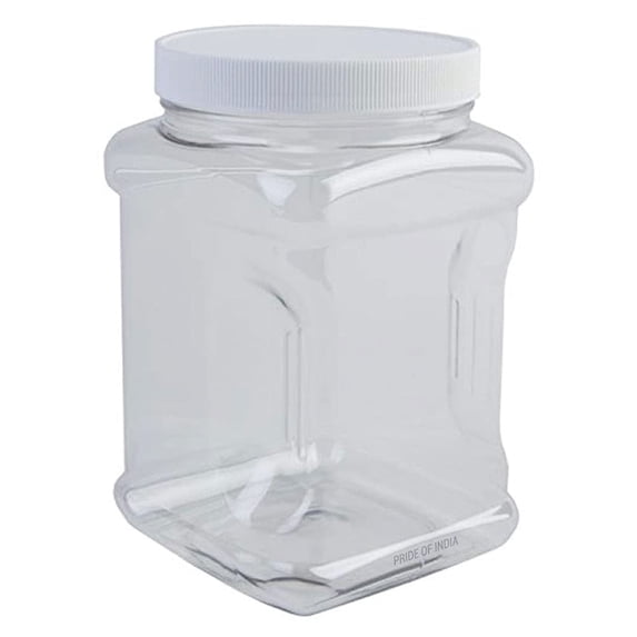 Pride Of India, PET Plastic Storage Jar, 64 oz, Square Grip Design ...
