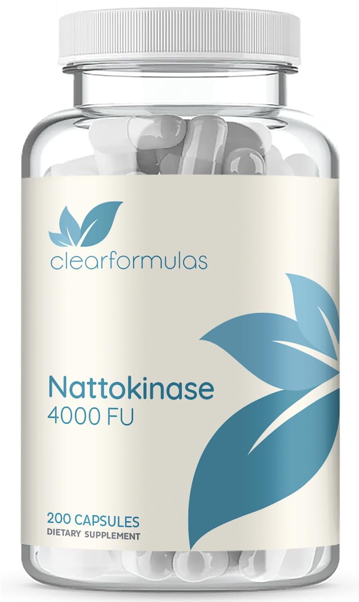 Clear Formulas Nattokinase 4000 FU 200 Veggie Capsules (Non-GMO ...
