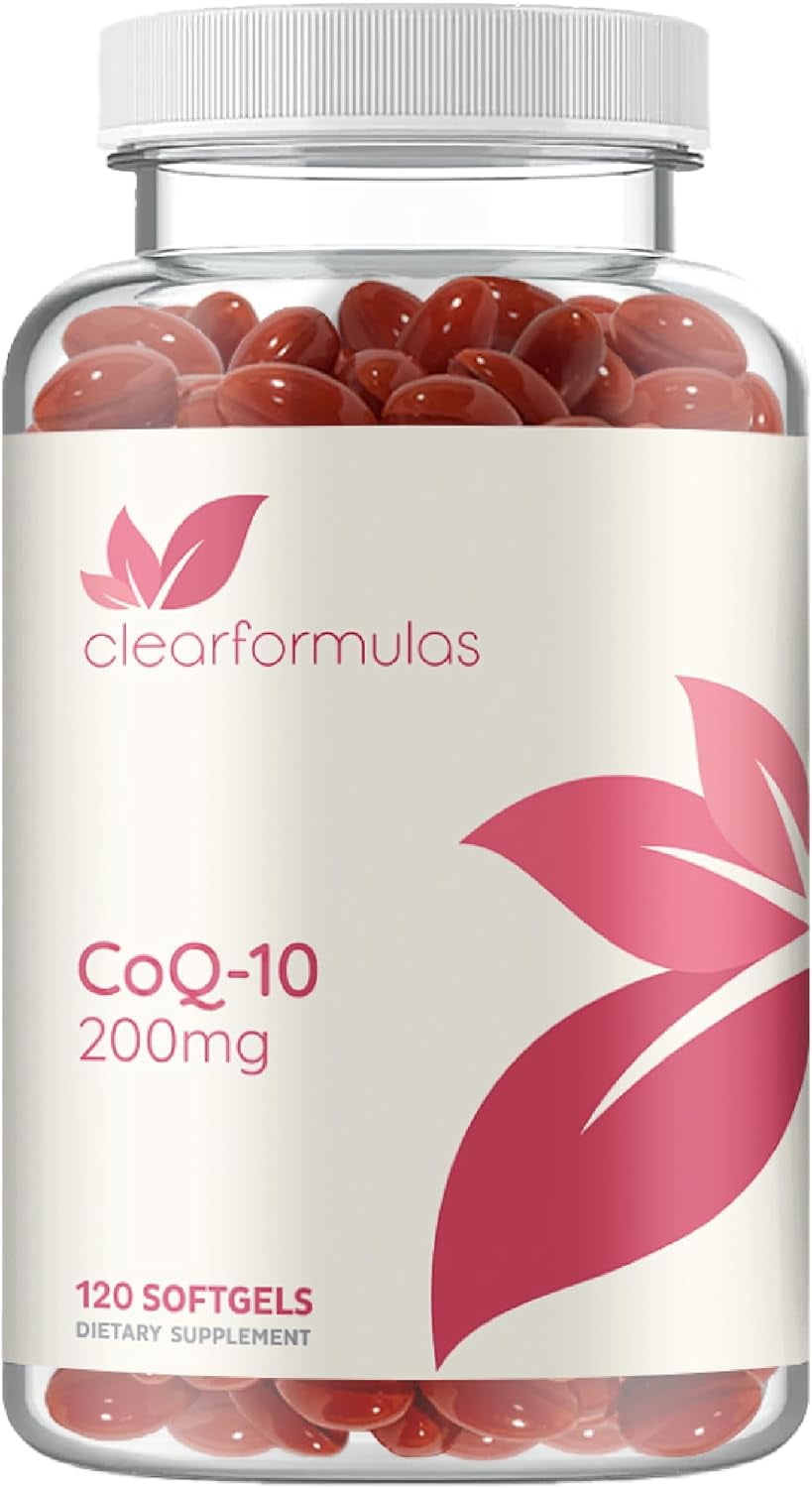 Clear Formulas CoQ10 200mg, 120 Softgels, Antioxidant, Supports Heart ...