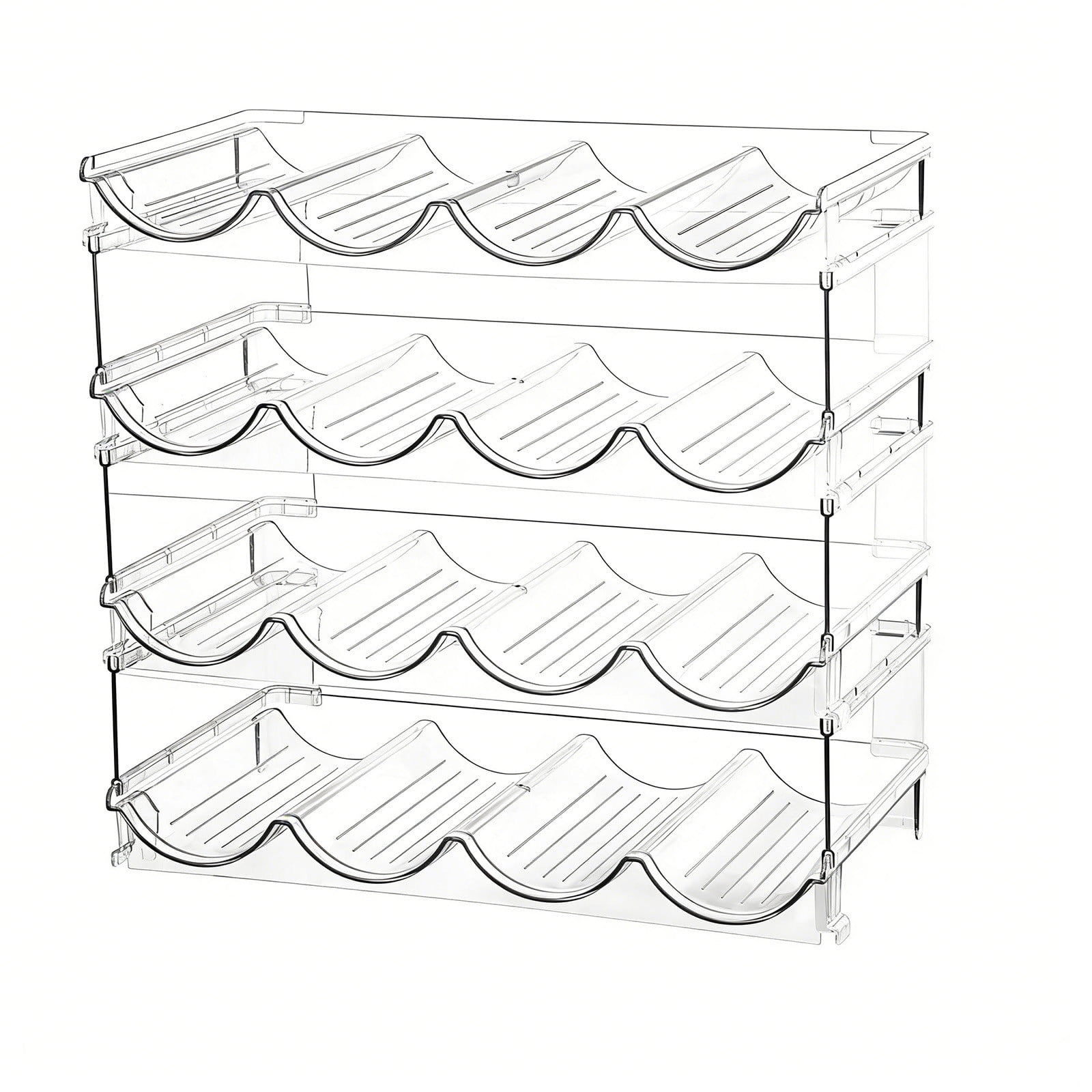 Clear Four Tier Stackable Wine Bottle Storage Rack, Detachable Drink ...