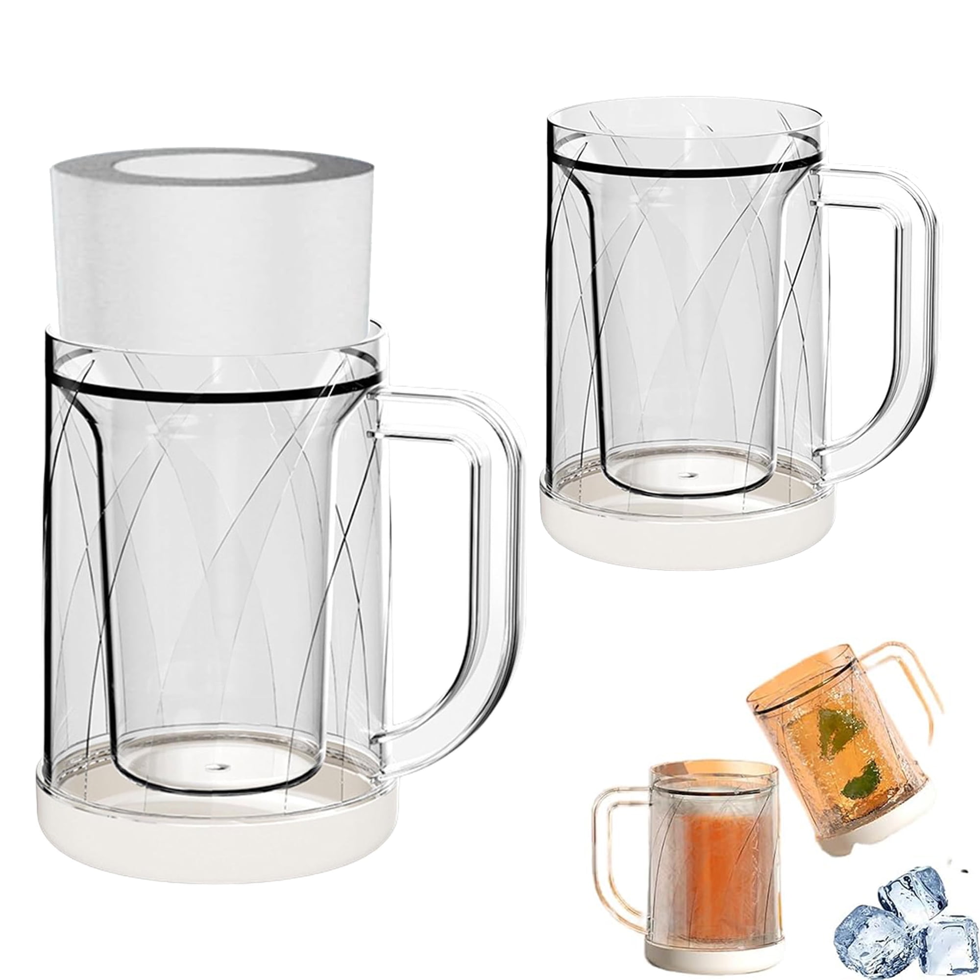 Clear Freezer Mug - Portable frozenn Beer Cup |clear Freezer Mug Lid ...