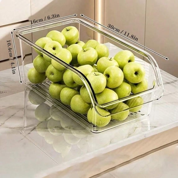 Clear Fridge Organizer Bins With Handle，For Freezer Cabinet & Pantry ...