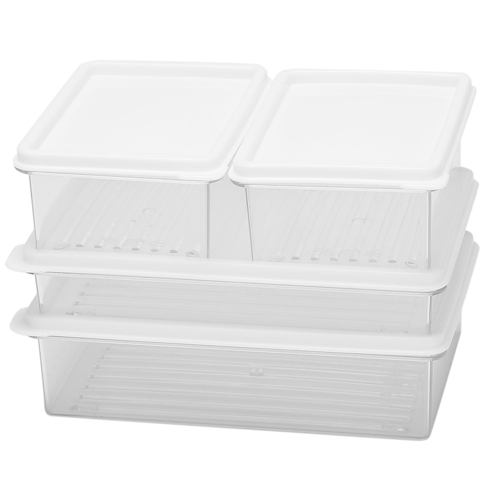 Clear Fridge Storage Containers with Lids Stackable Set,4 Refrigerator ...