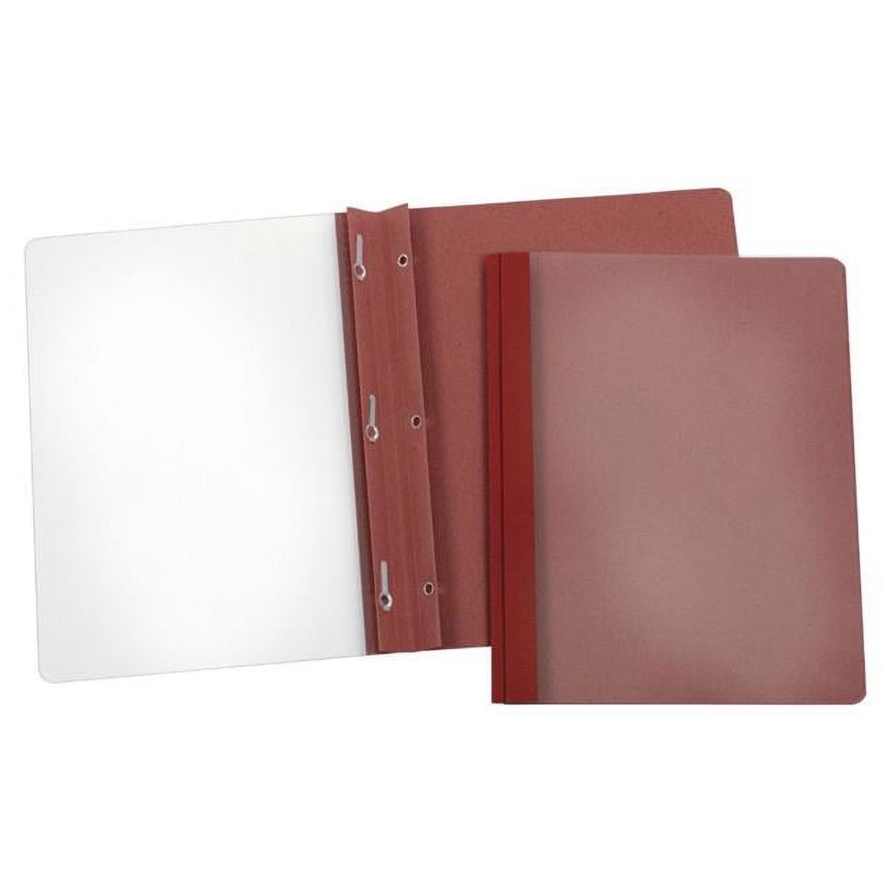 Clear Front Report Cover With 3 Hole Fastener Insert, Red, Pack of 25 ...