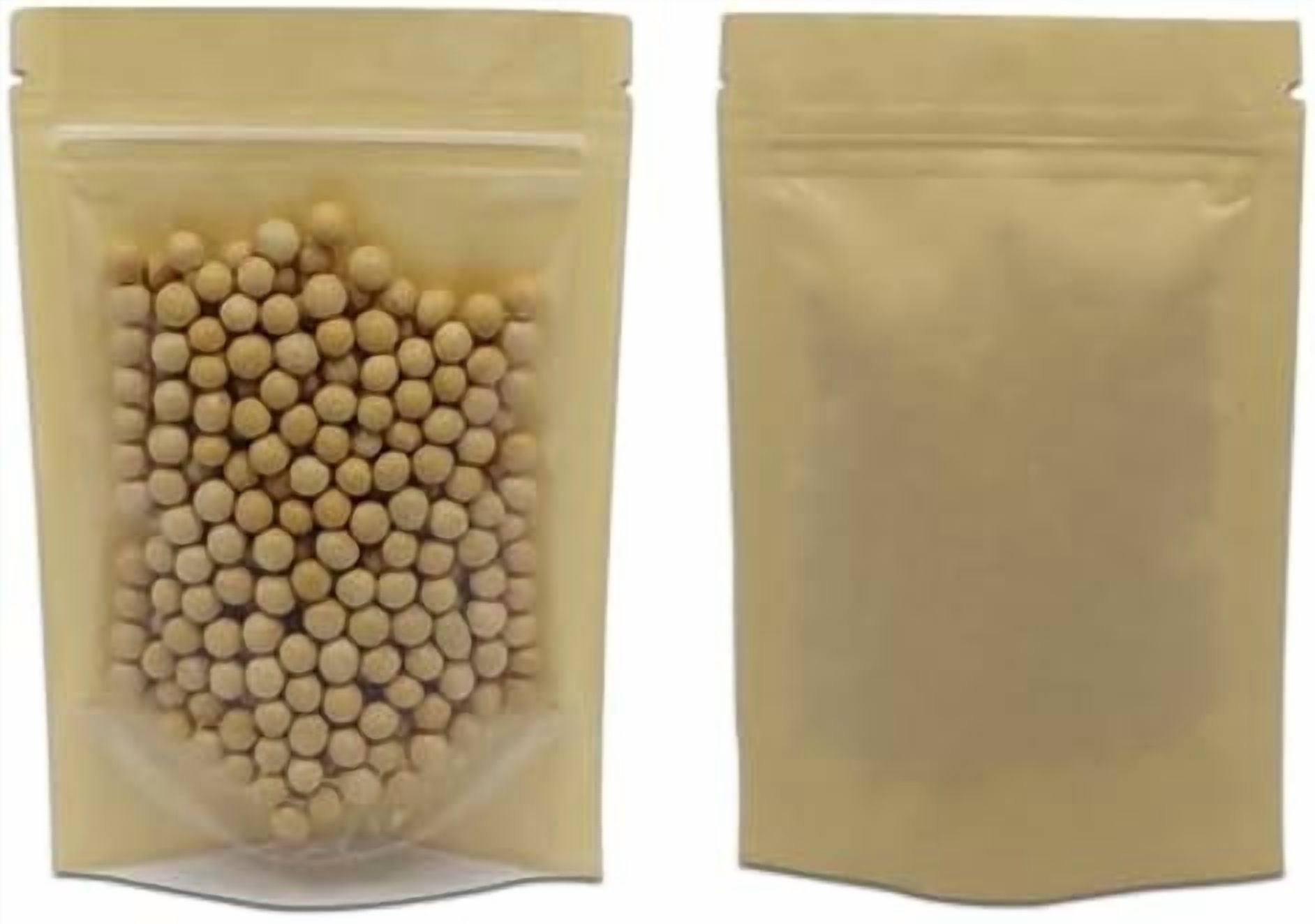 Clear Front Stand Up Airtight Brown Kraft Paper for Zip Food Storage ...