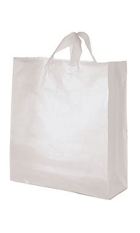 Clear Frosted Plastic Shopping Bags - 16” x 6” x 19” - Case of 200 ...