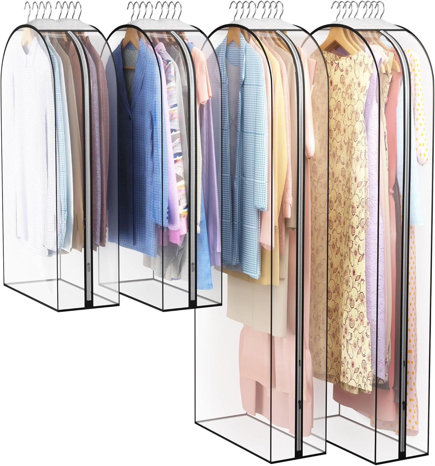 Clear Garment Bag for Hanging Clothes 10” Gusseted, 40&60” Suit Bags ...