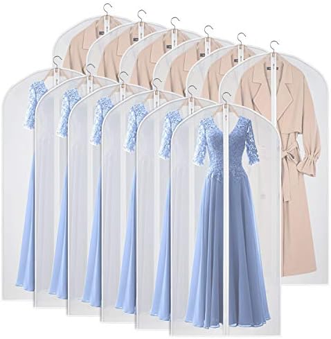 Clear Garment Bag Suit Bags for Storage Set of 12 Hanging Dust-Proof ...