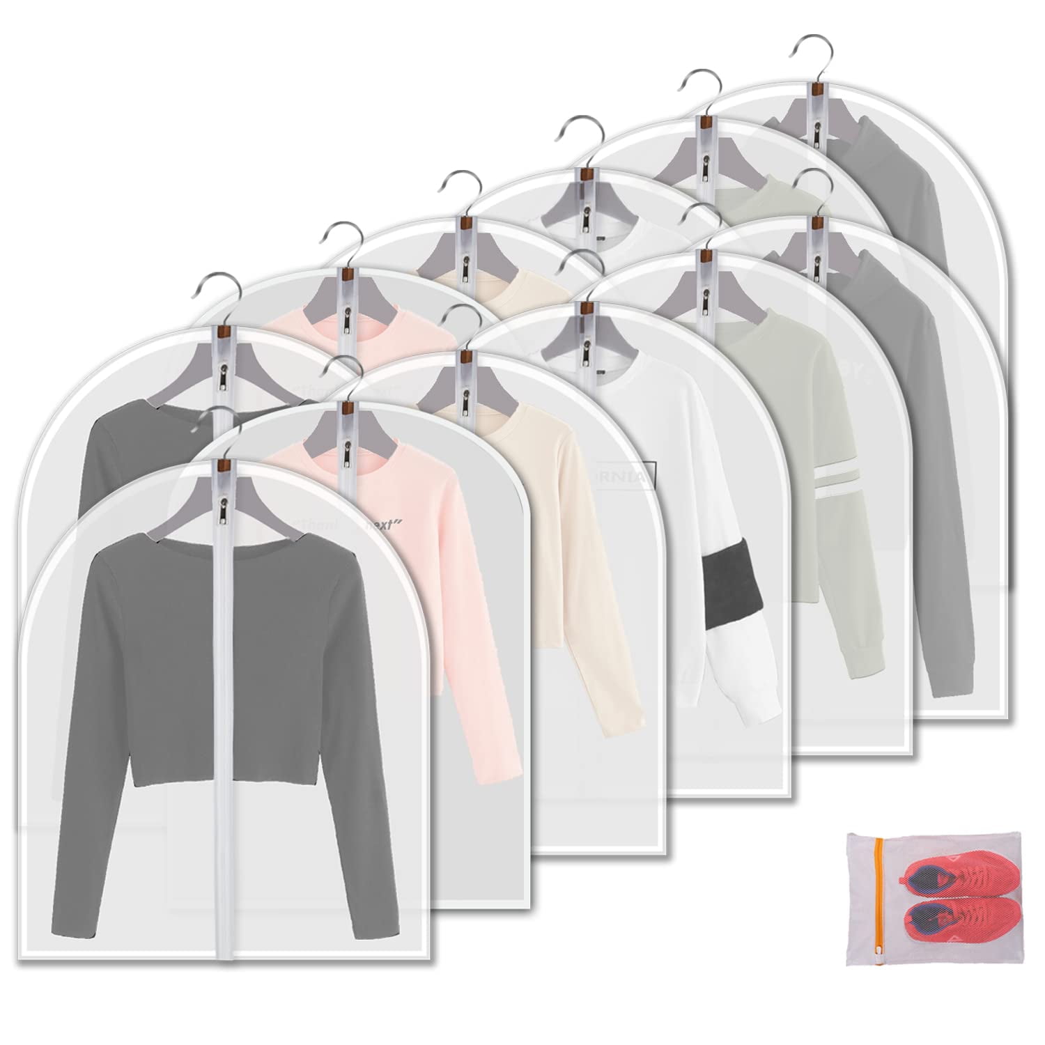 Clear Garment Bags Clothes Covers Protecting Dusts (Set of 12) for ...