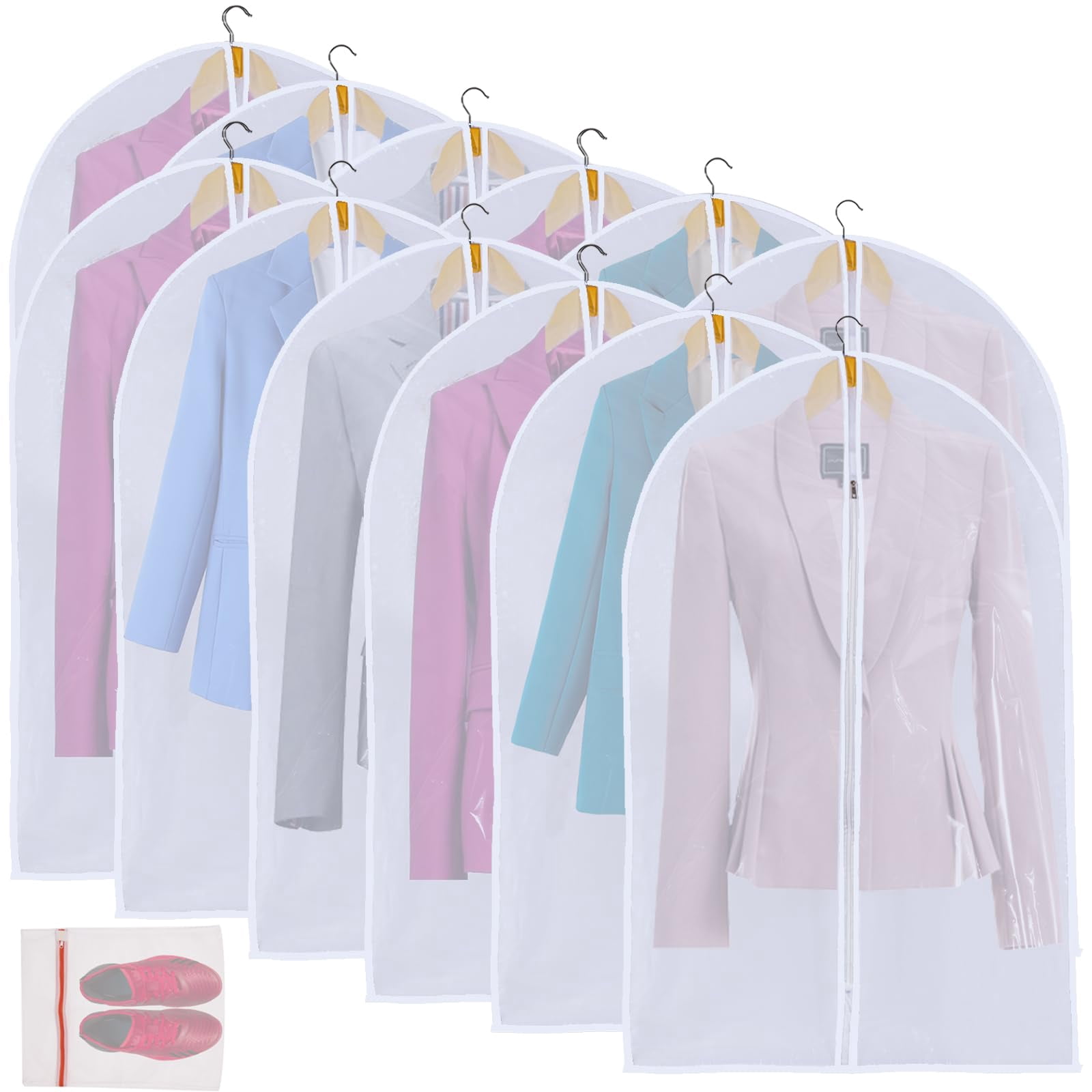 Clear Garment Bags Clothes Covers Protecting Dusts (Set of 12) for ...