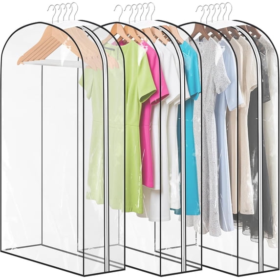 Clear Garment Bags for Hanging Clothes 10” Gusseted, 50” Long Suit Bags ...