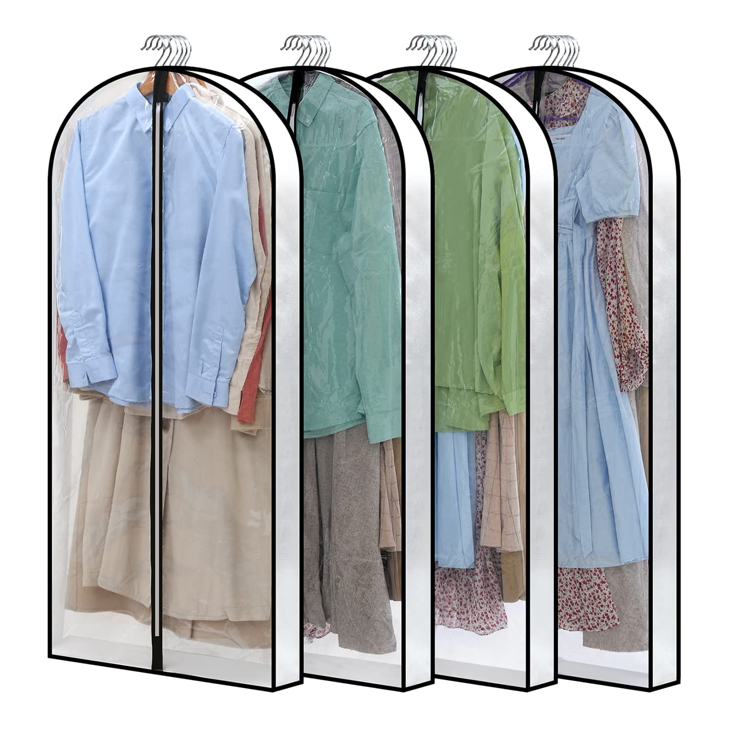 Clear Garment Bags for Hanging Clothes , 4 PCs Garment Storage Bags ...