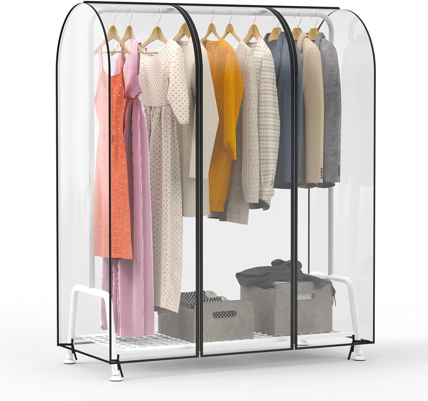 Clear Garment Rack Cover 6Ft Transparent Clothes Rack Cover Waterproof ...