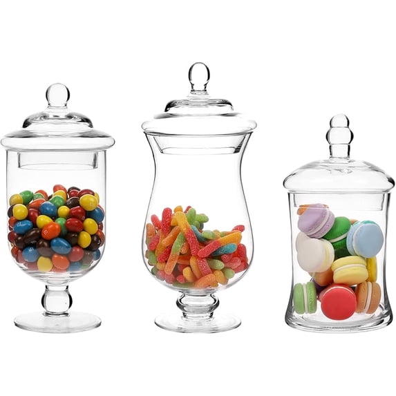 Clear Glass Apothecary Jars with Lid, Decorative Footed Vase, Candy ...