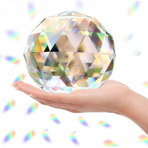 Clear Glass Ball Prism Suncatcher Rainbow Maker, Sphere Faceted Gazing ...