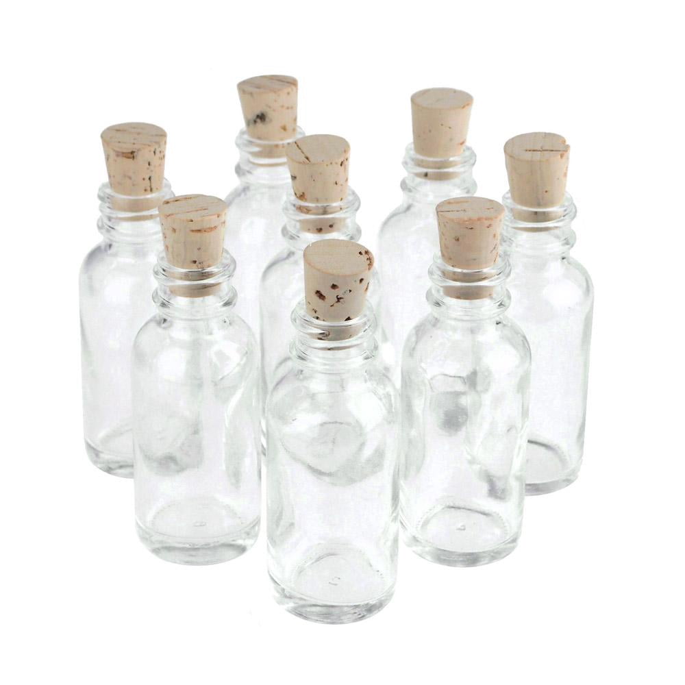 Clear Glass Boston Bottle Corked Jars, Boston, 3-Inch, 8-Piece ...