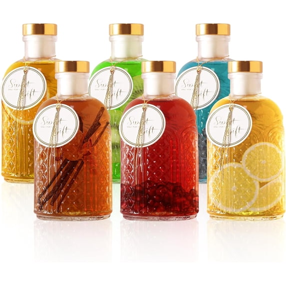 Clear Glass Bottles - 7 oz Pack of 6 Heavy Base Glass Bottles with Gift ...