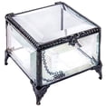 Clear Beveled Glass Jewelry Box – Iridescent Keepsake Box with Hinged ...