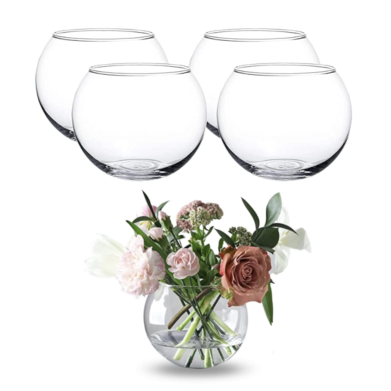 Clear Glass Bubble Bowl Glass Fish Bowl Globe Flower Vase Centerpiece ...
