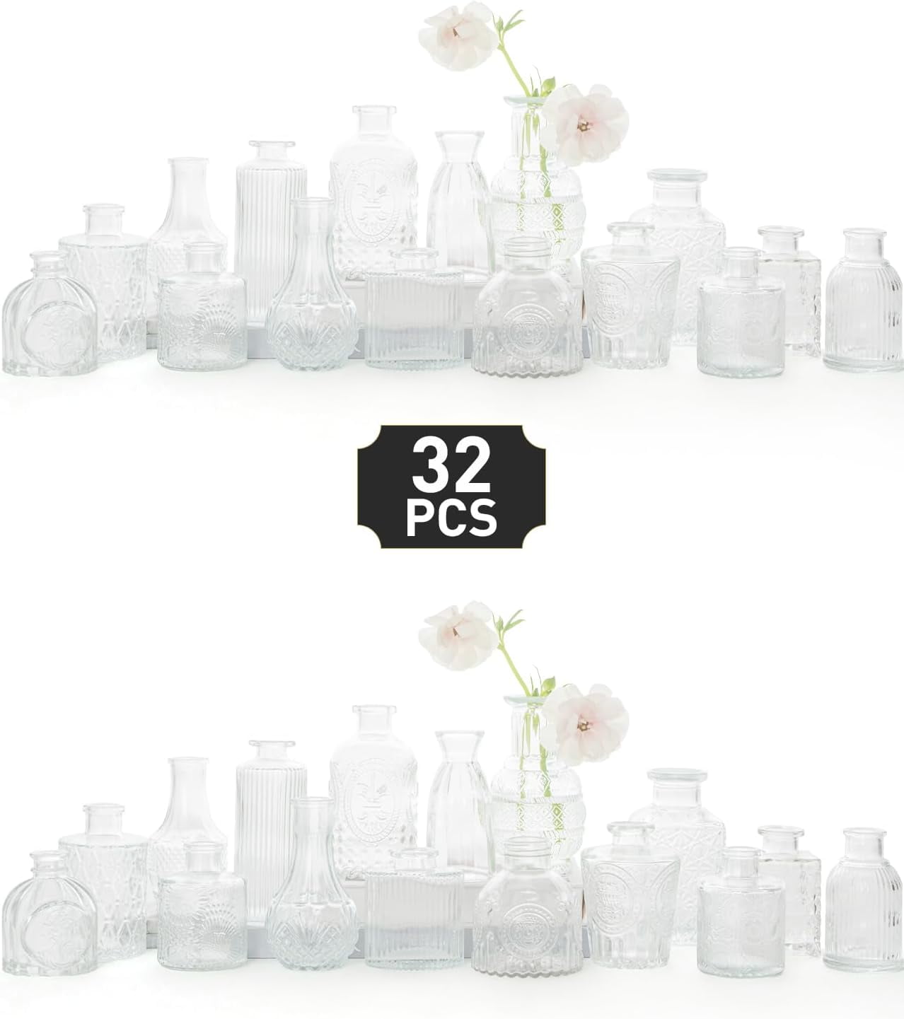 Clear Glass Bud Vase Set of 32 – Small Flower Vases for Centerpieces ...