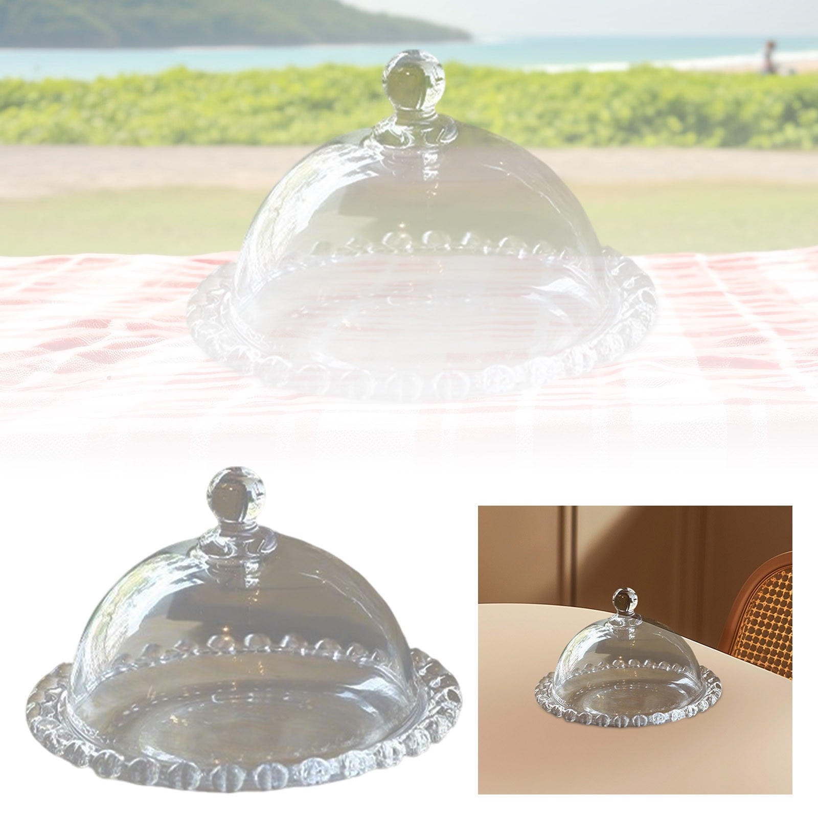 Clear Glass Cake Dome Display Stand with Lid for Desserts Pastries and ...