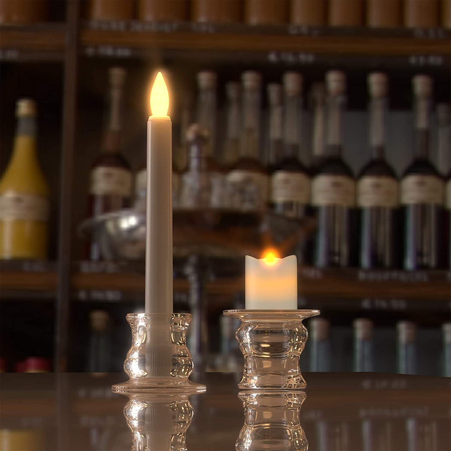Clear Glass Candle Holders, 2-In-1 Candlesticks For Taper Tea Lights ...