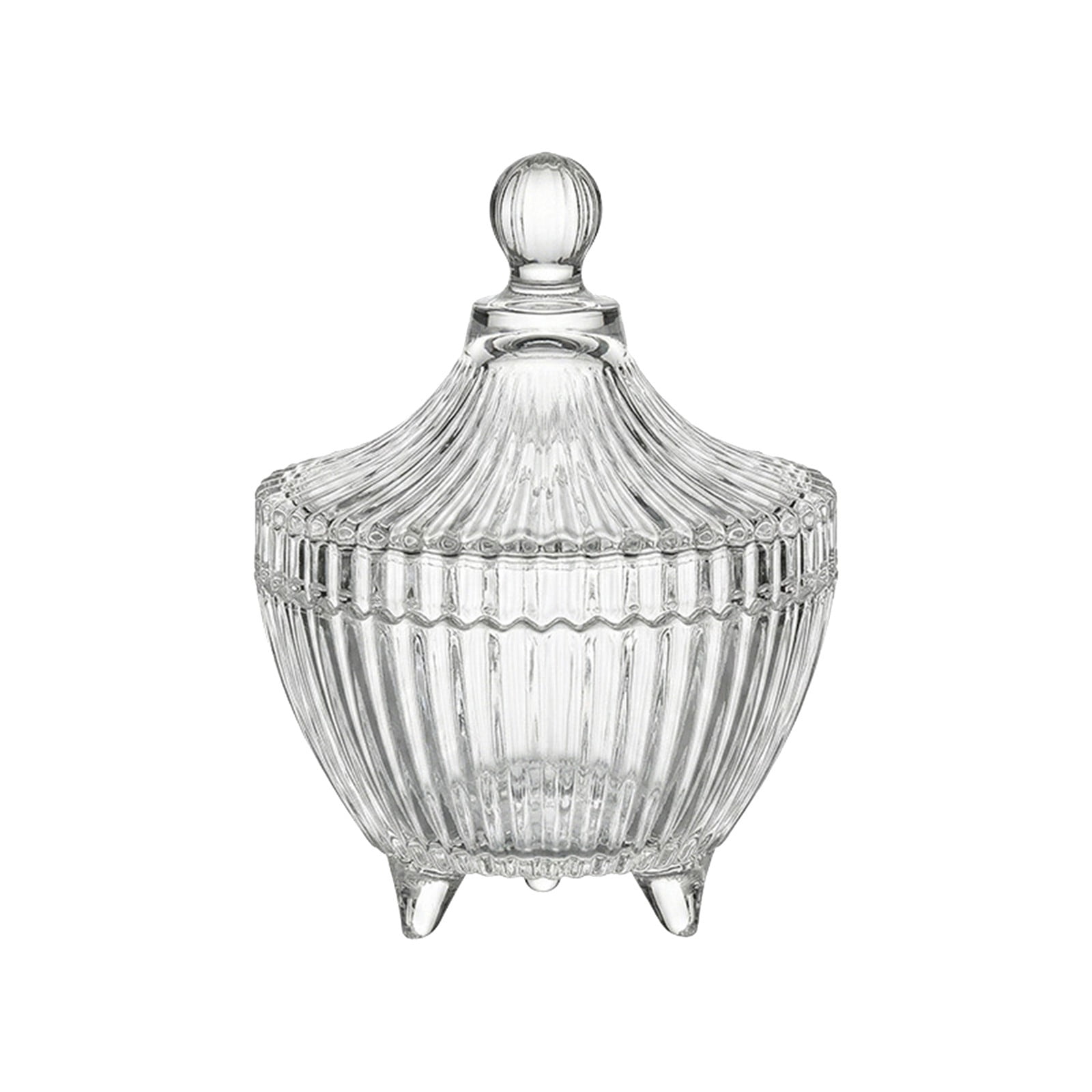 Clear Glass Candy Jar with Lid Diamond Cut Decorative Storage Container ...