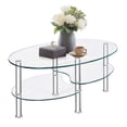 Clear Glass Coffee Table, 2-Tier Modern Oval Tempered Glass Tea Table ...