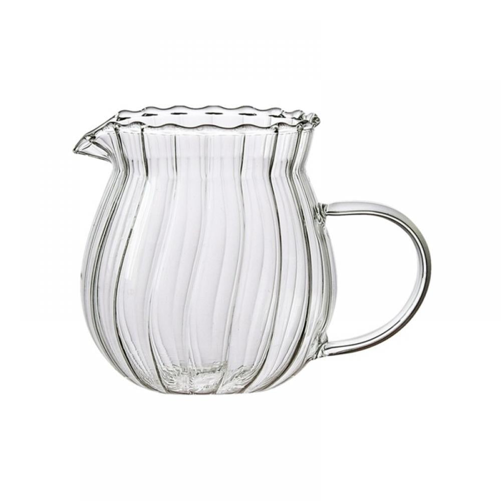 Clear Glass Cup Elegant Wave Shaped Mini Pitcher Glass Jug Easy Pour ...