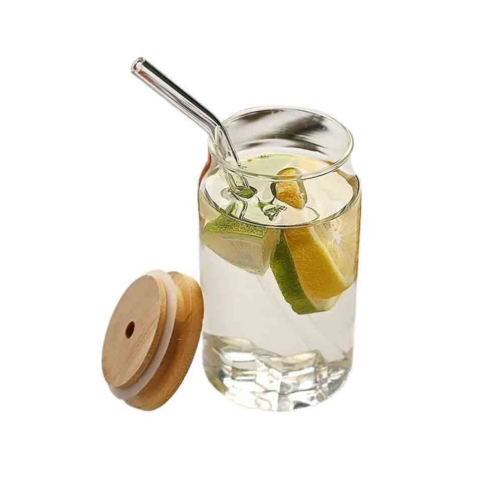 Clear Glass Cups with Lid and Straw, 350/450/550ml High Borosilicate ...