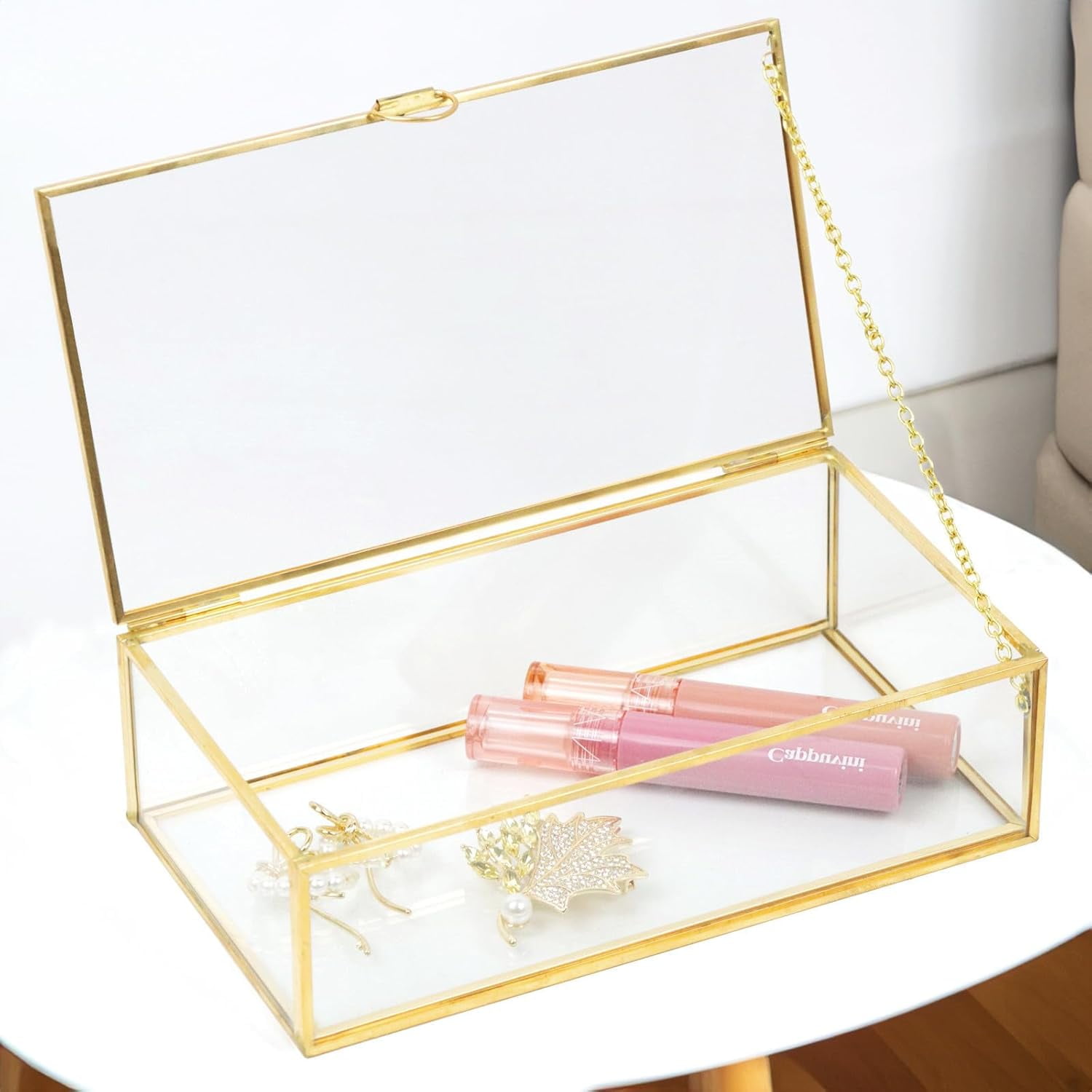 Clear Glass Decorative Box for Organizing Photos, Jewelry, Small Items ...