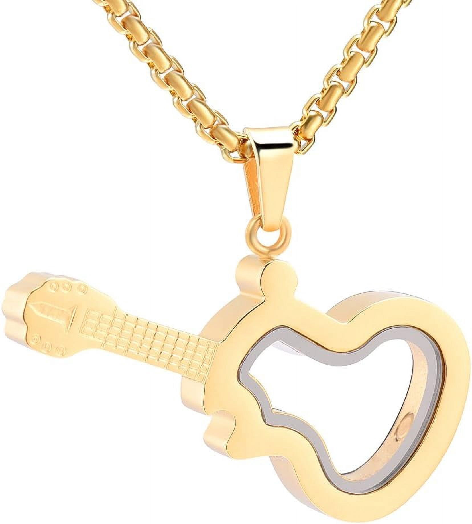 Clear Glass Guitar Cremation Neckalce for Ashes Women Men Musical ...