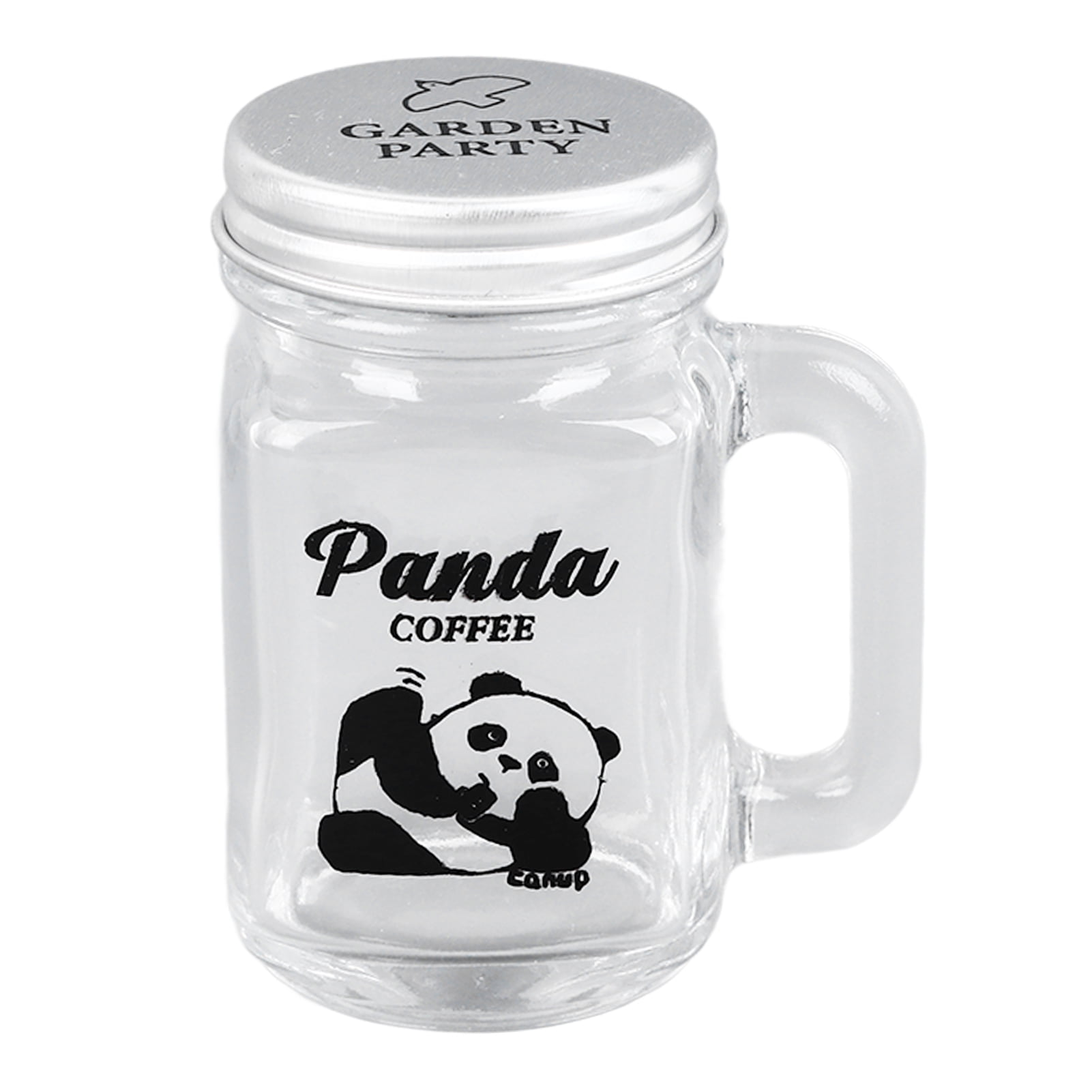 Clear Glass Jar Panda Pattern Thick Handle Airtight Lid High Temp ...