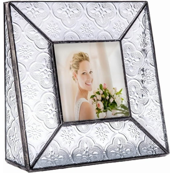 Clear Glass Picture Frame 3x3 Square Photo Display Desk or Tabletop ...