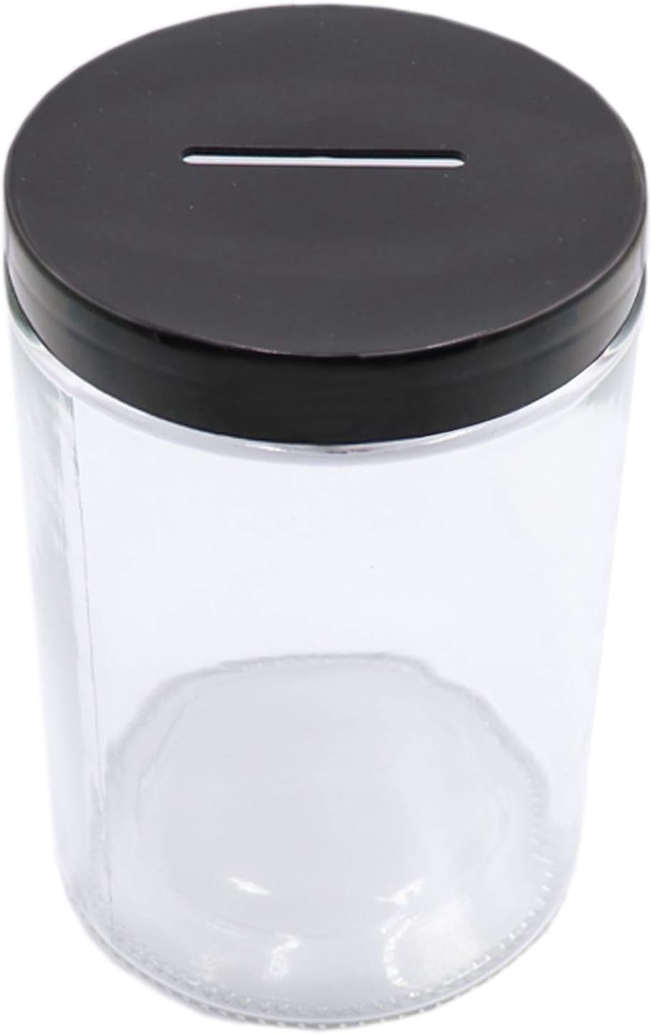 Clear Glass Piggy Bank with Black Slotted Lid, Well Sized Coin Bank ...