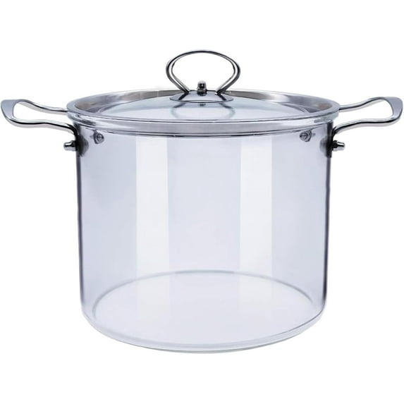 Clear Glass Pot for Cooking, Large Glass Saucepan with Cover High ...