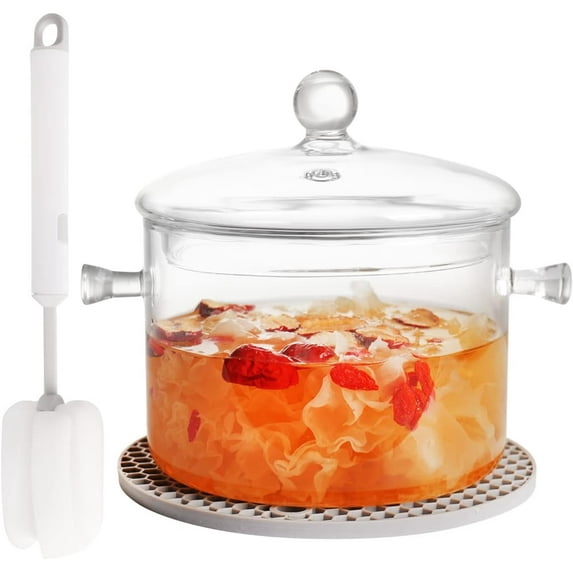 Clear Glass Pot Set for Cooking On Stove - 1.3l/45 Fl Oz Glass Cookware ...
