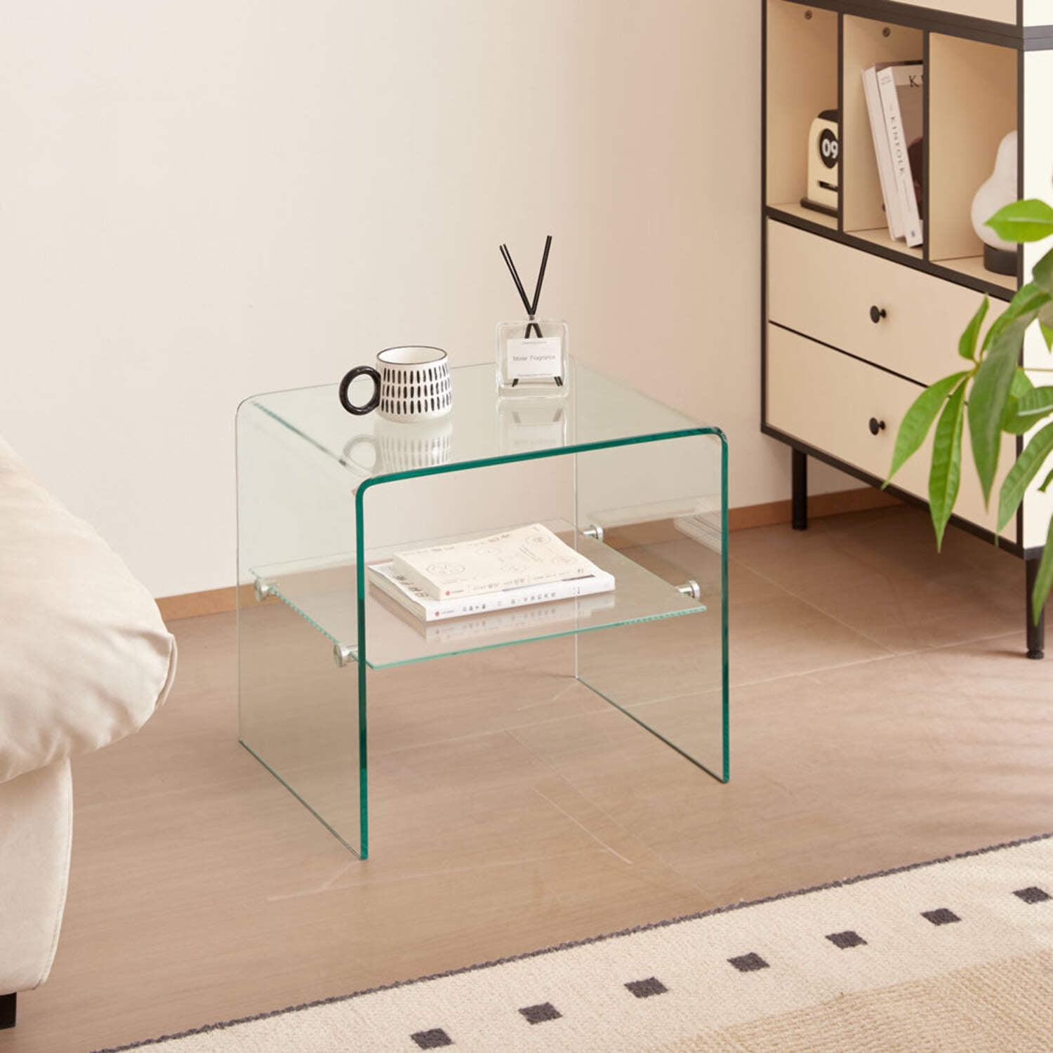 Clear Glass Side End Table, Tempered Glass End Table Small Table ...