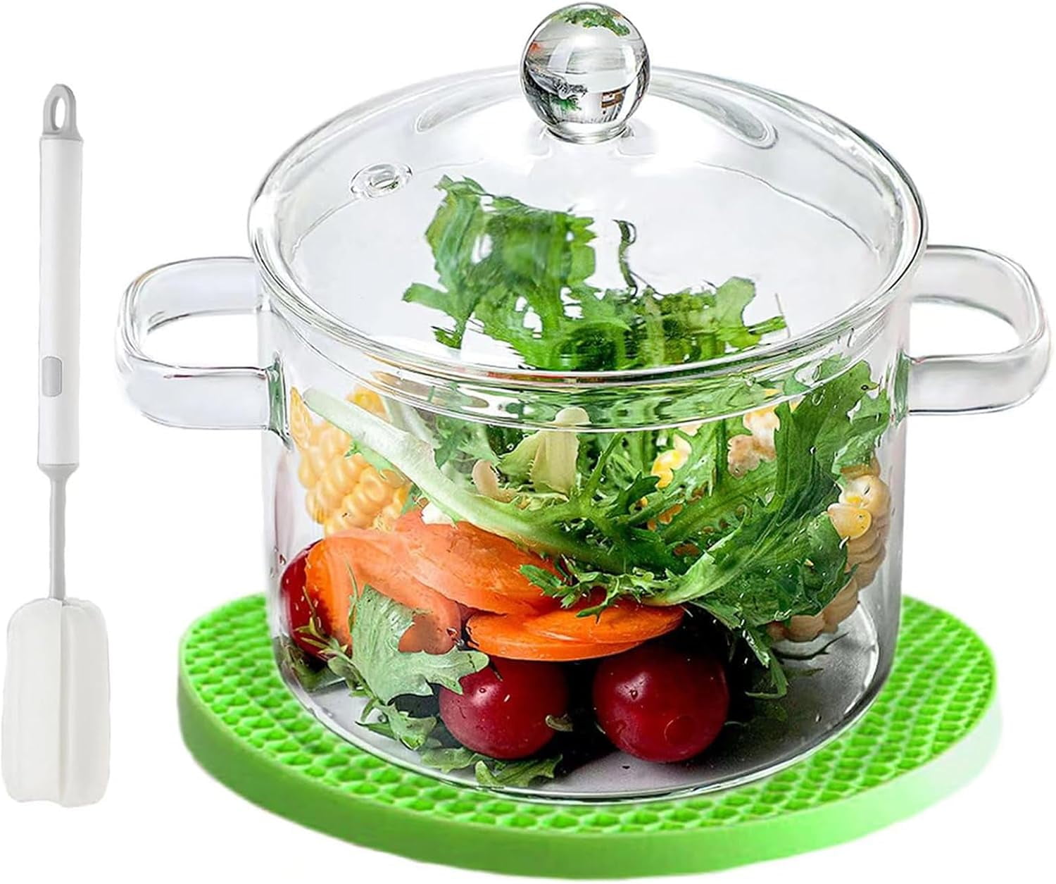 Clear Glass Simmer Pot with Lid for Cooking Potpourri Cookware Saucepan ...