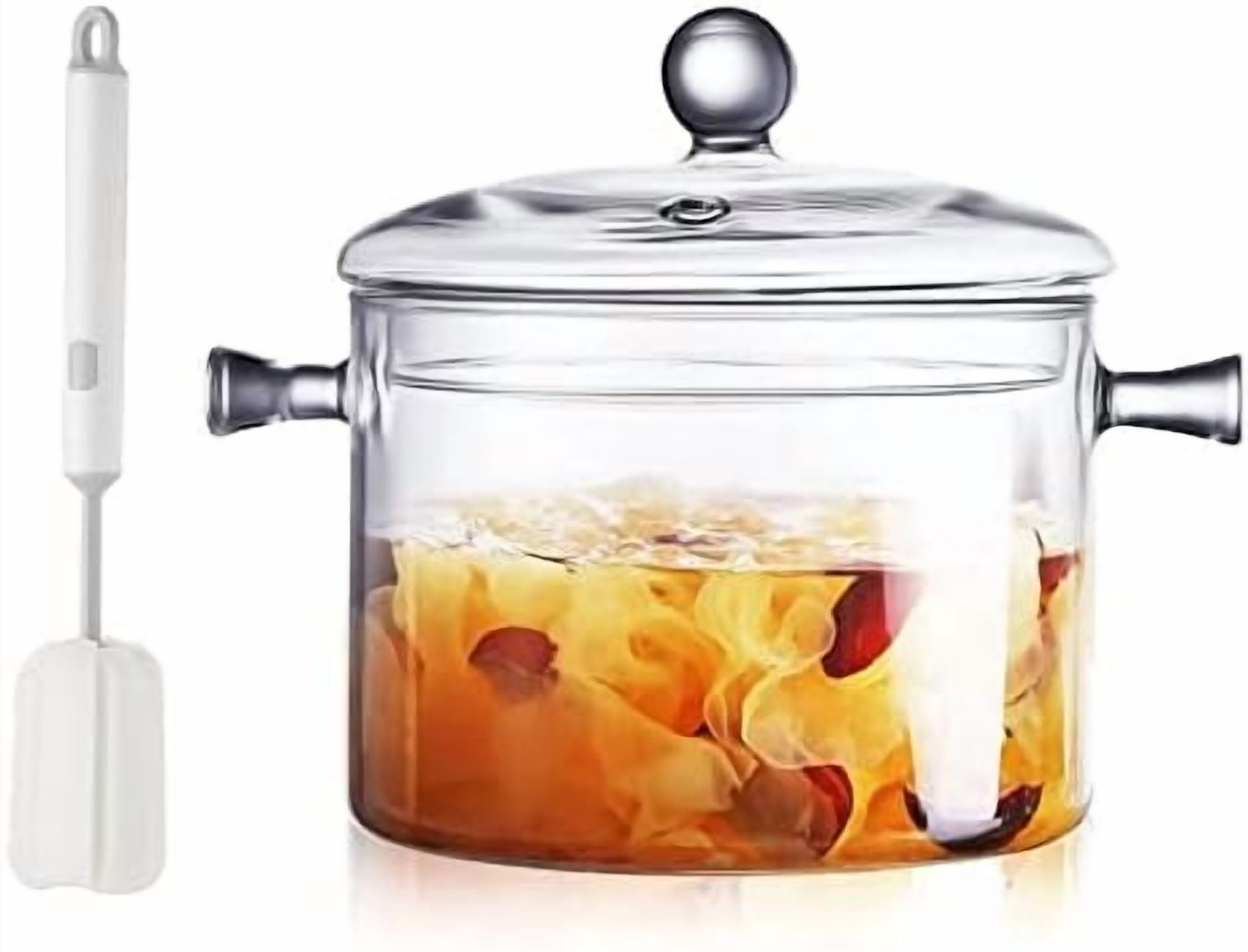 Clear Glass Simmer Pot for Stove Potpourri Cooking Saucepan with Cover ...